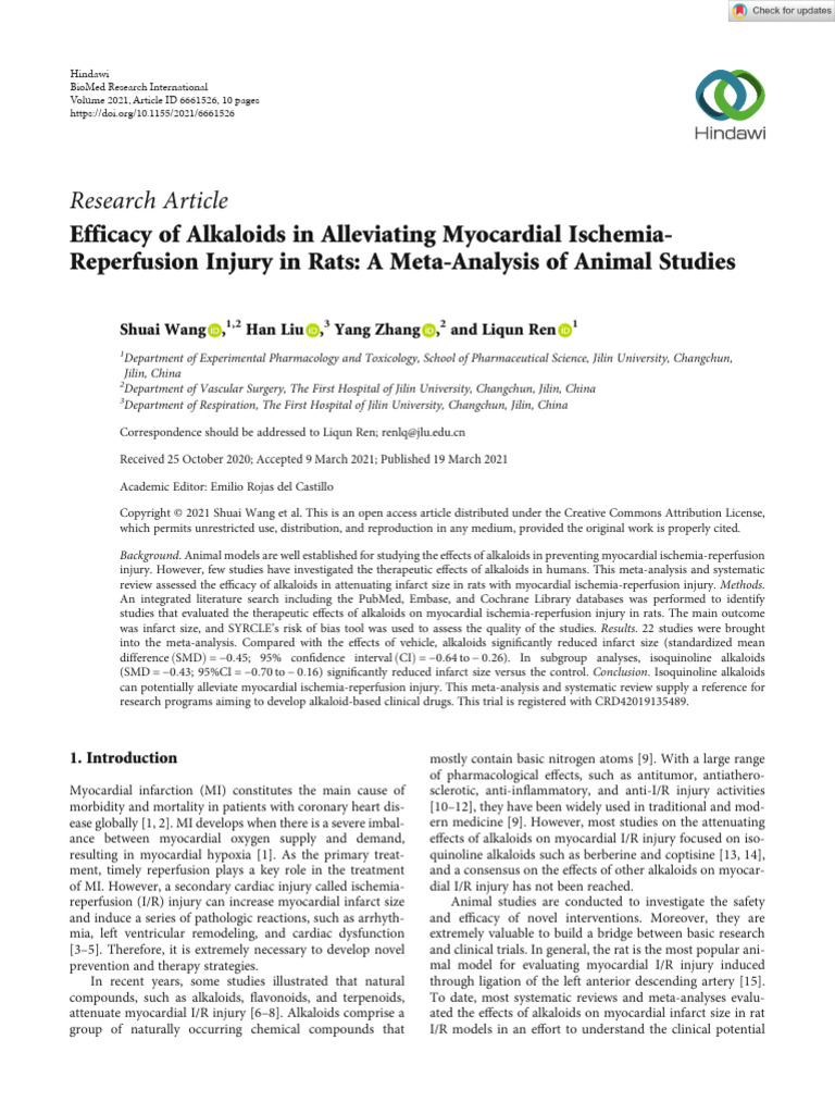 BioMed Research International - 2021 - Wang - Efficacy of Alkaloids in ...