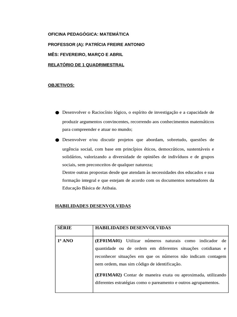 Relatório 1 Quadrimestral 2025. | PDF | Números | Algoritmos