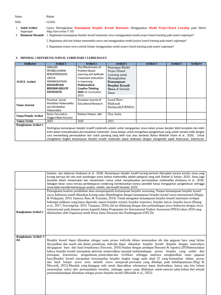Contoh Pengerjaan TUGAS 1 KARIL | PDF