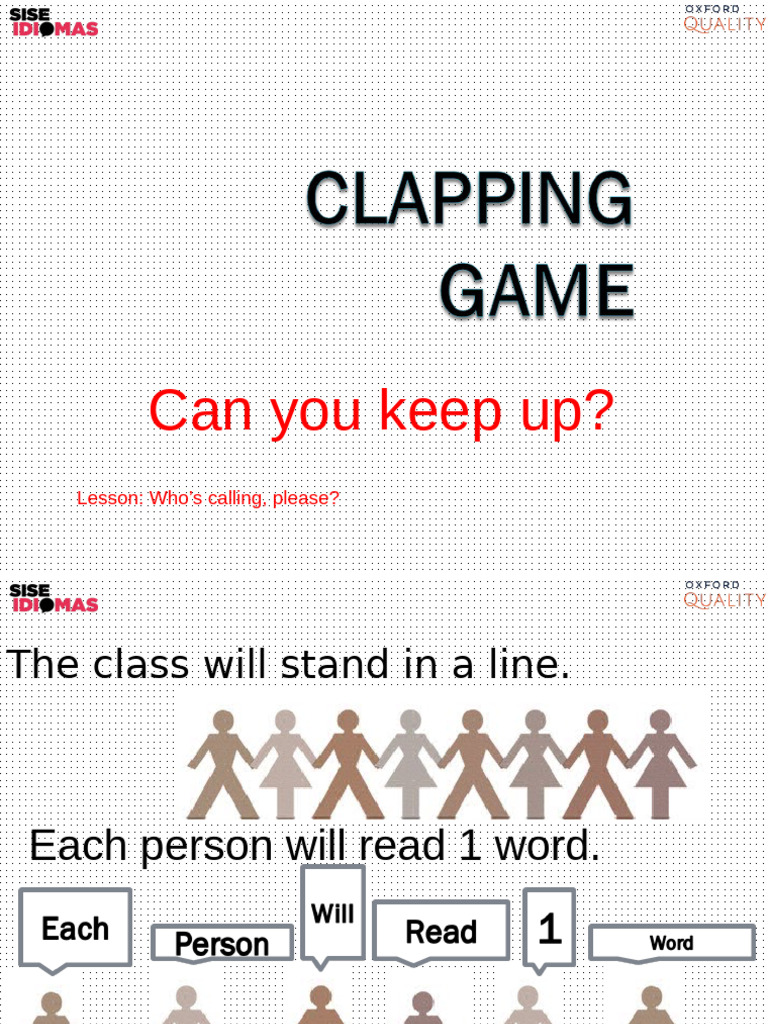 Class 1 - Clapping Game | PDF