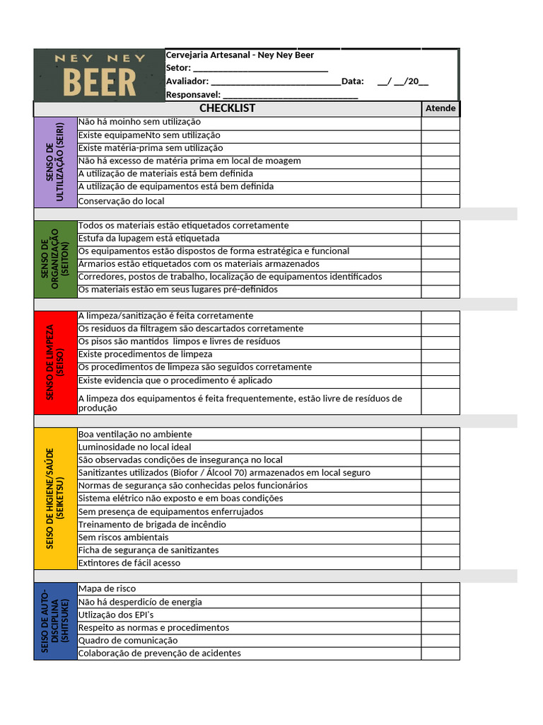 Checklist de Produção - Ney Ney Beer | PDF | Cerveja | Desperdício