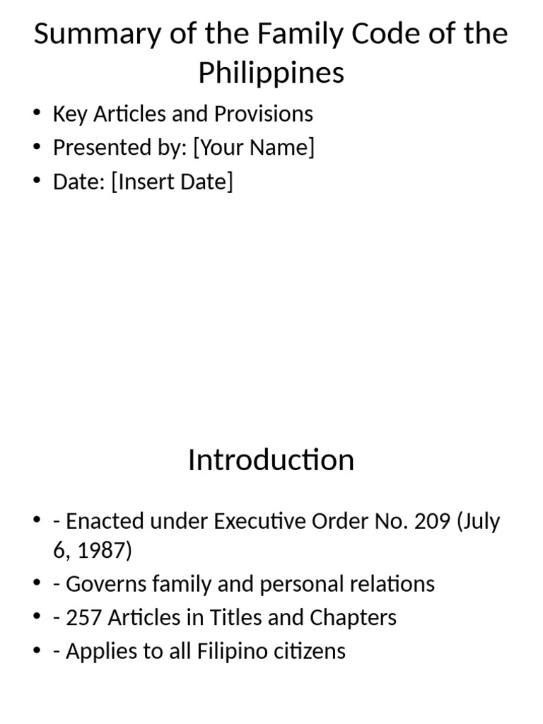 Summary of the Family Code | PDF | Family | Social Institutions