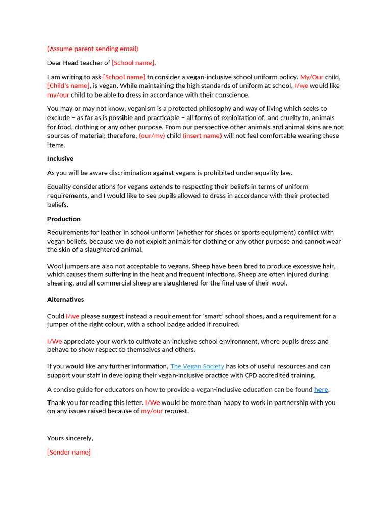 Uniform Letter | PDF