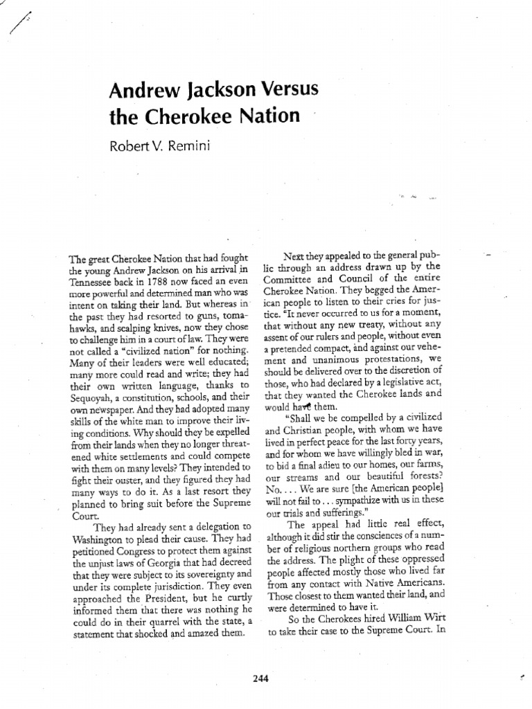 Andrew Jackson vs the Cherokee Nation | PDF