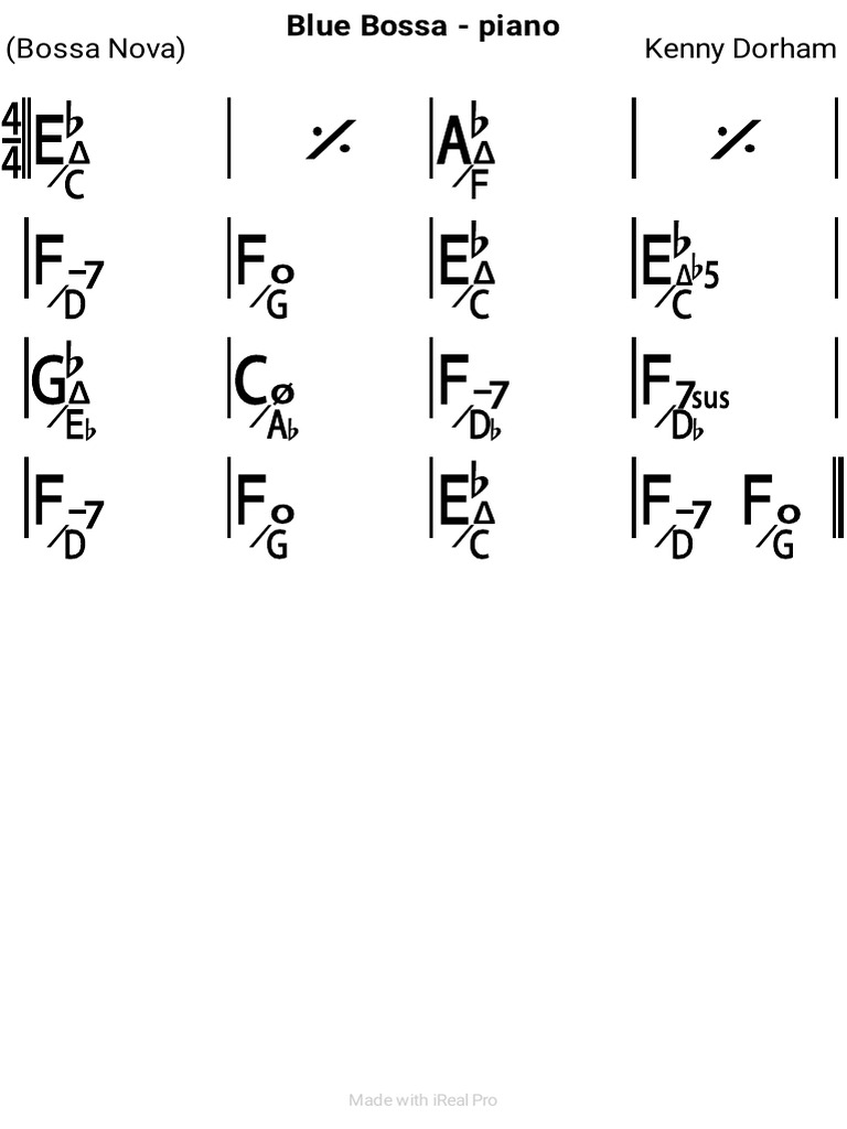 Blue Bossa - Piano | PDF