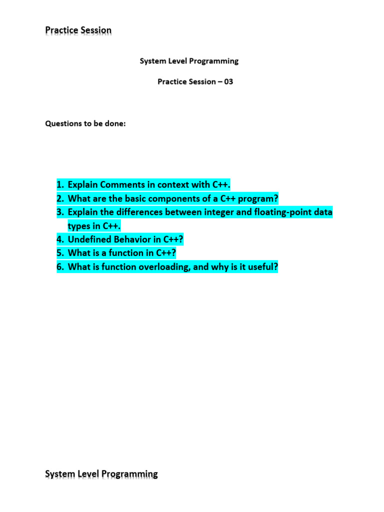 C++ System Level Programming Practice | PDF