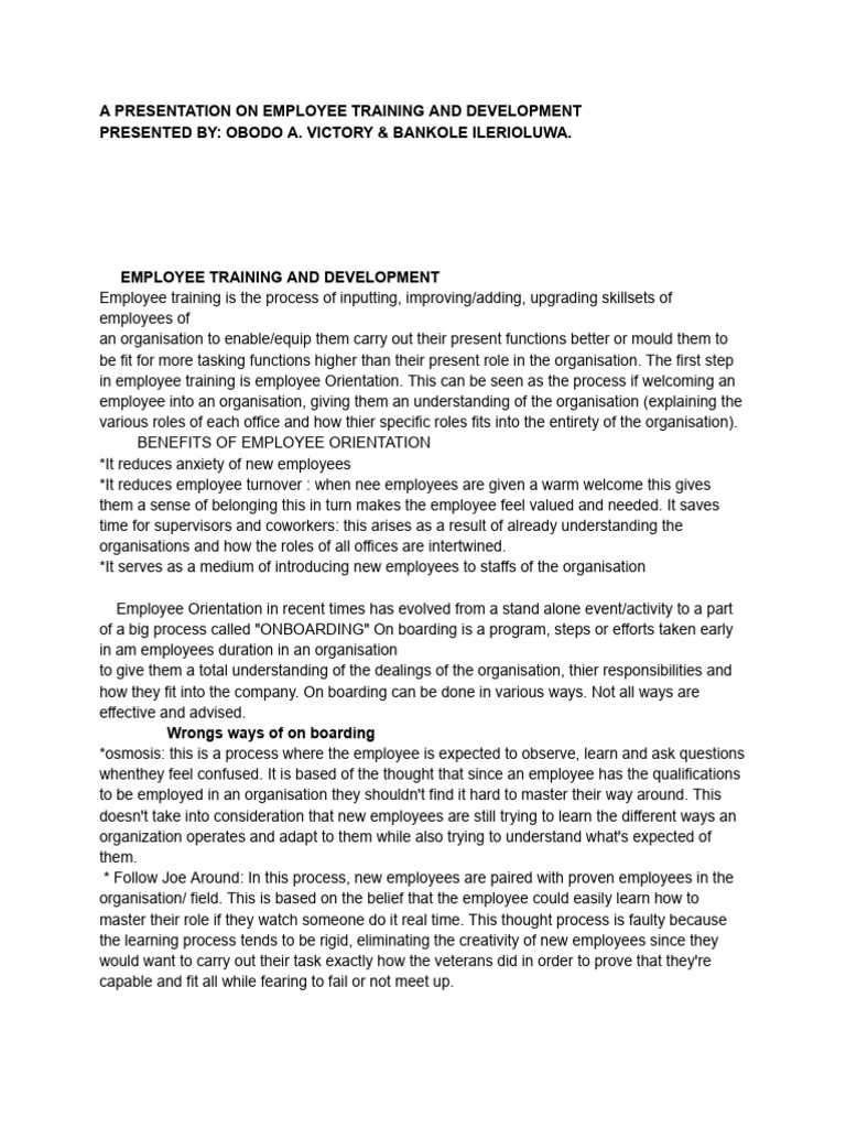 Employee Training and Development Insights | PDF | Performance ...