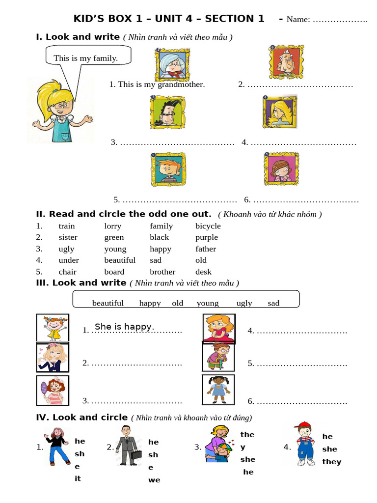 Kid's Box 1 Unit 4 Activities | PDF