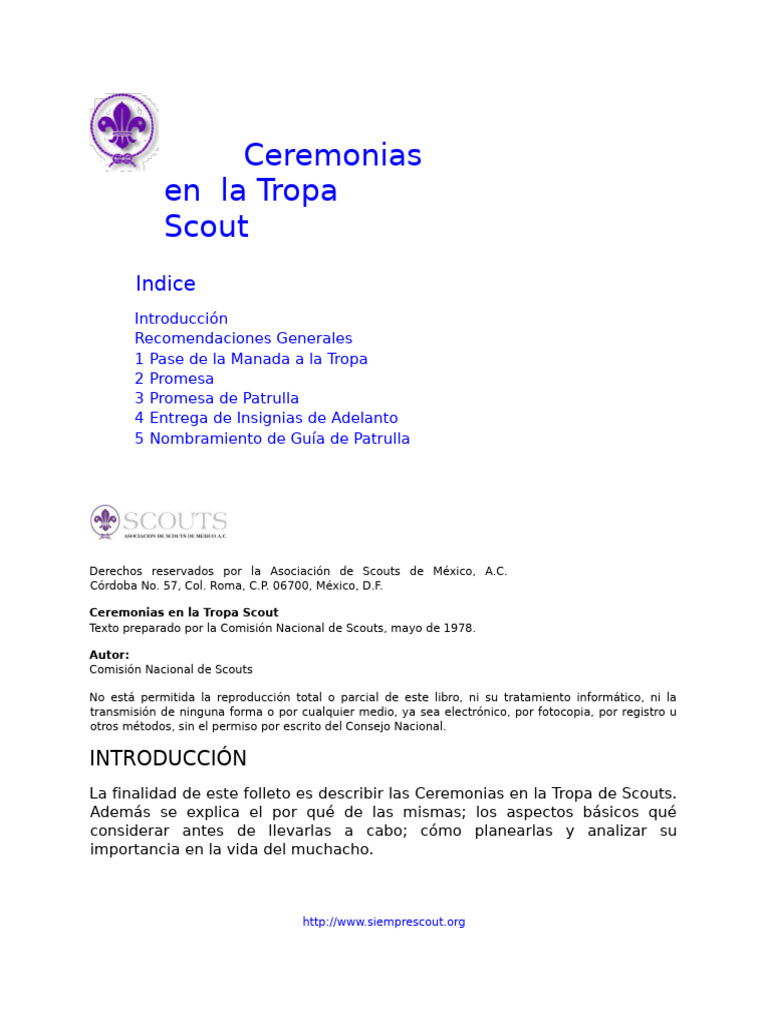 Ceremonias en La Tropa Scout | PDF | Exploración | Movimientos juveniles