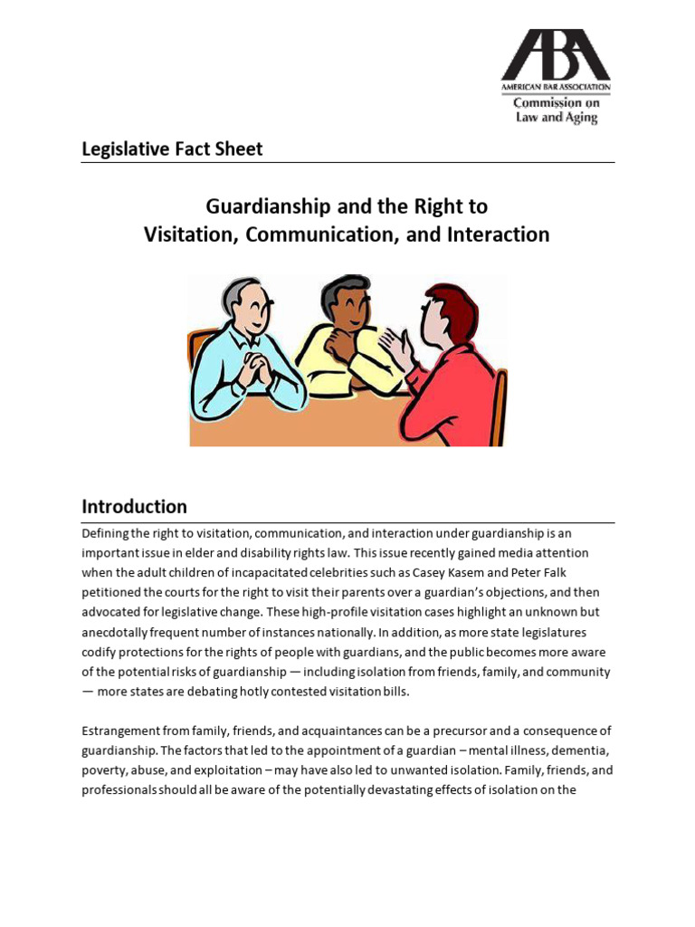 Visitation Legislative Factsheet | PDF | Legal Guardian | Conservatorship