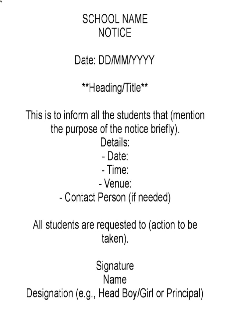 Short and Easy Format of Notice by Annu Mam | PDF
