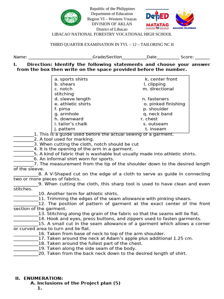 Grade 9 Dressmaking Exam | PDF | Seam (Sewing) | Sewing