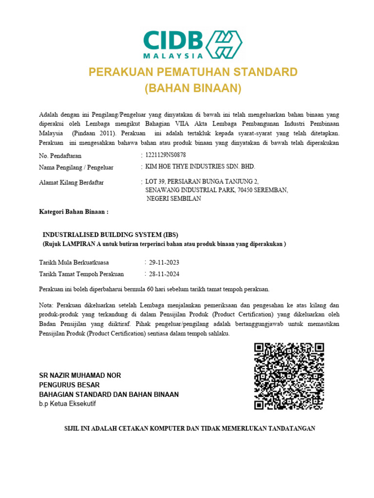 KHTISB CIDB 2024 Nov | PDF