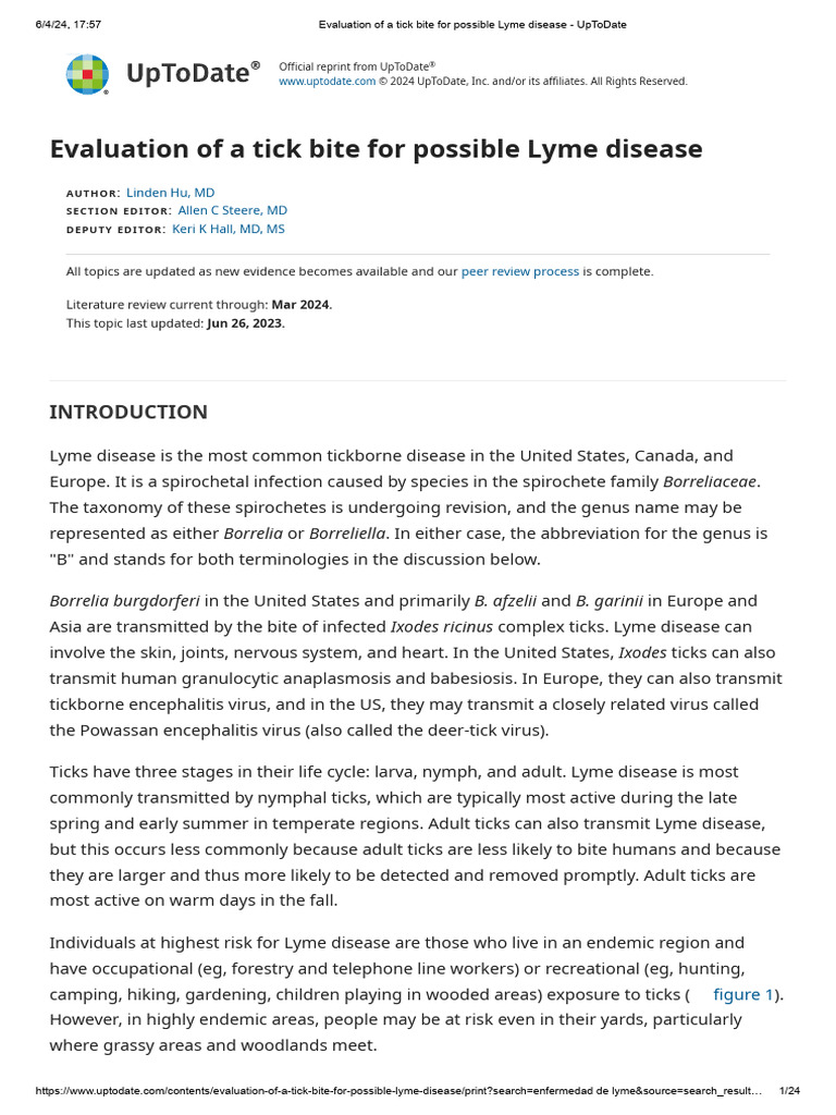 Tick Bite Evaluation for Lyme Disease | PDF | Lyme Disease | Human ...