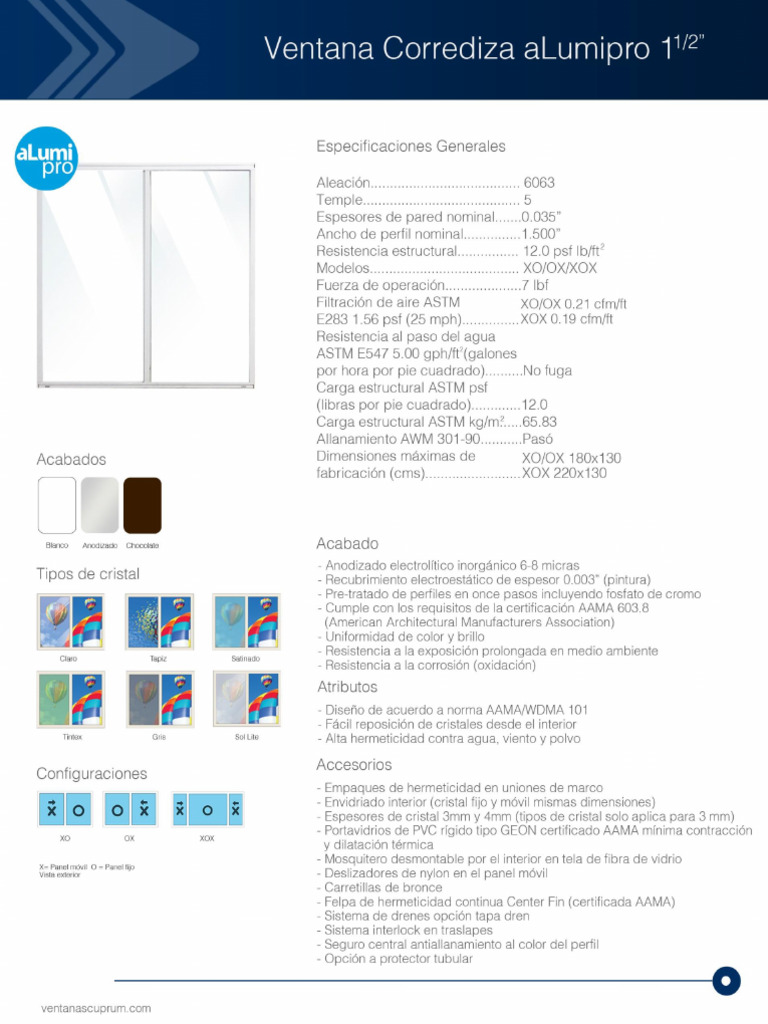 Ficha Tecnica Ventana Corrediza Alumipro | PDF