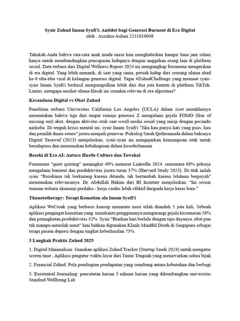 Belajar Zuhud Dari Imam Syafi | PDF