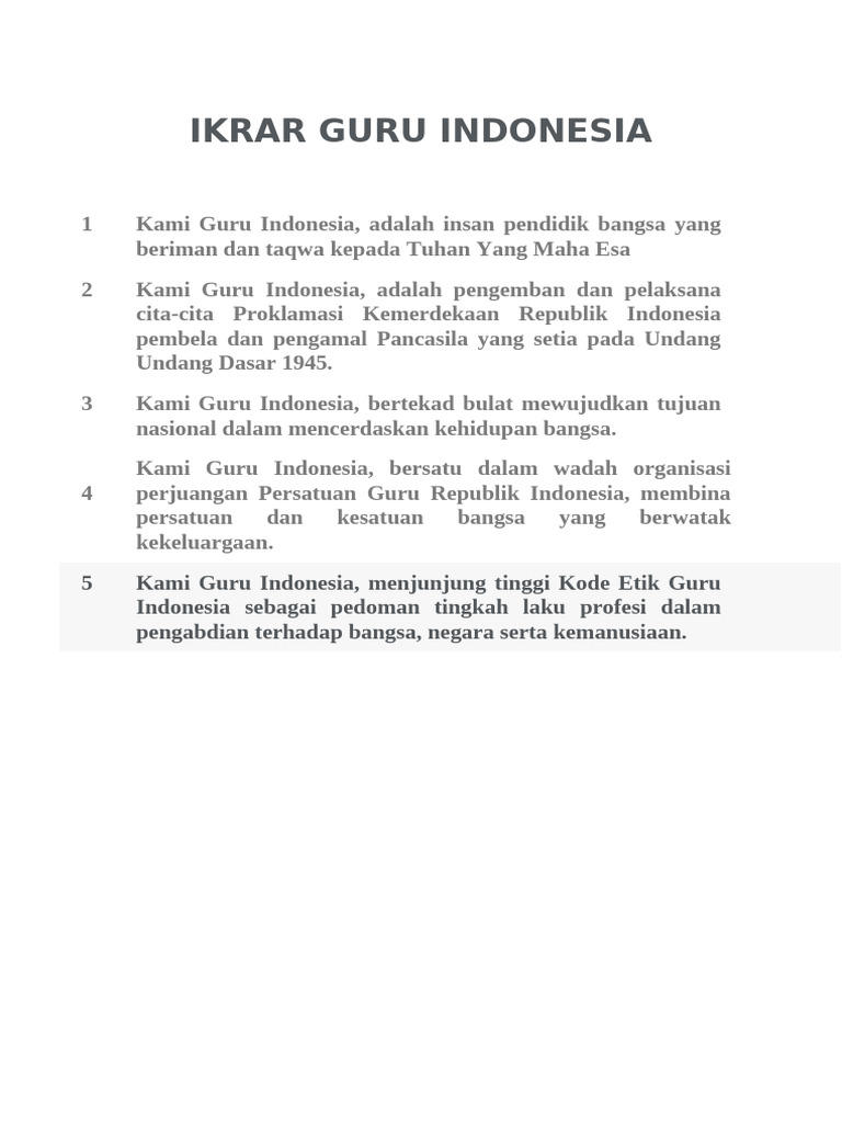 Ikrar Guru Indonesia | PDF