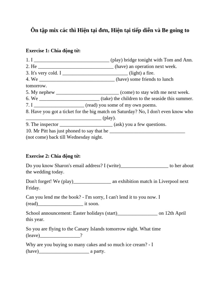 Tổng Hợp HTD - HTTD - Be Going To | PDF