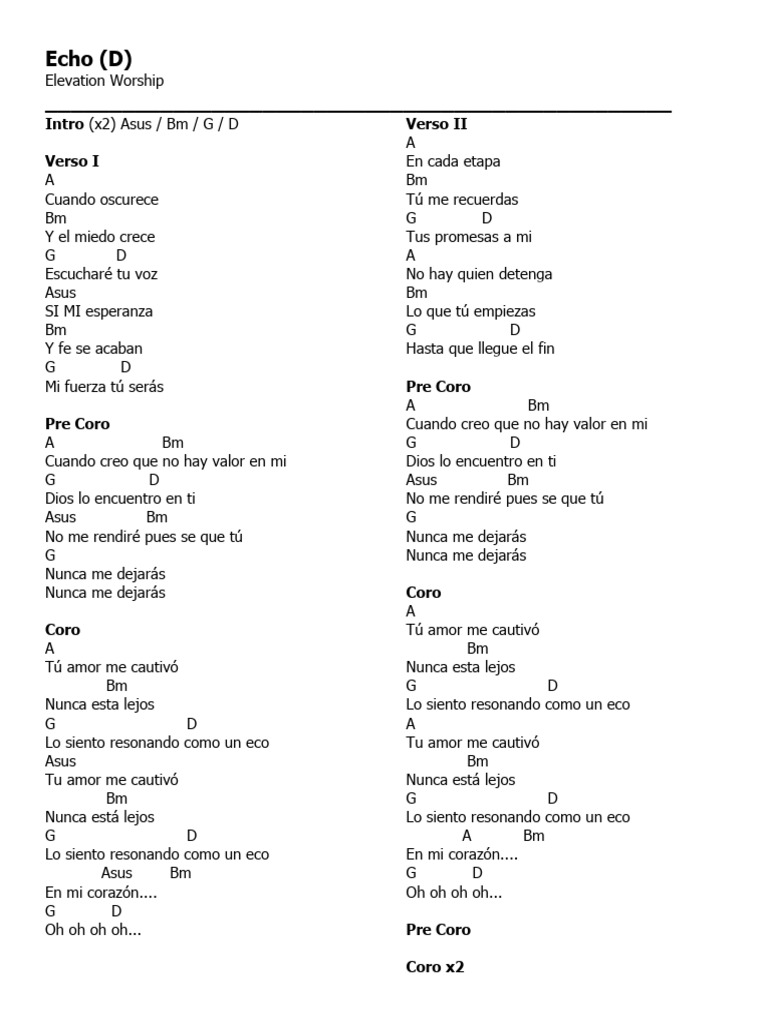 Echo - Elevation Worship (D) | PDF
