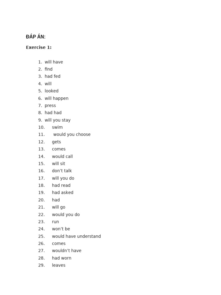 English Grammar Exercises Answers | PDF
