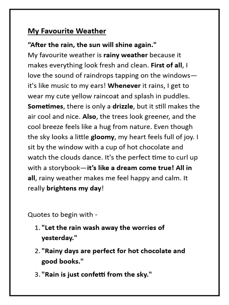 My Favourite Weather | PDF