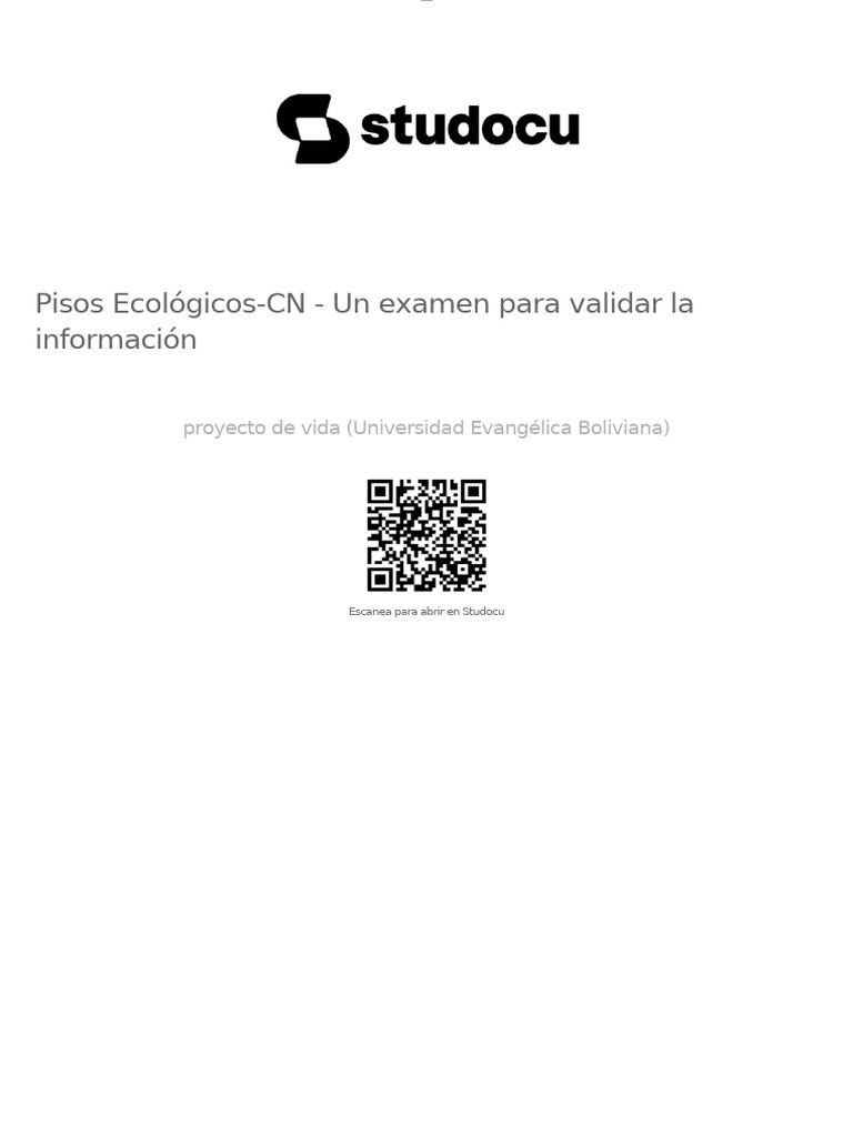 Pisos Ecologicos CN Un Examen para Validar La Informacion | PDF | Geografía Física | Ciencias de ...