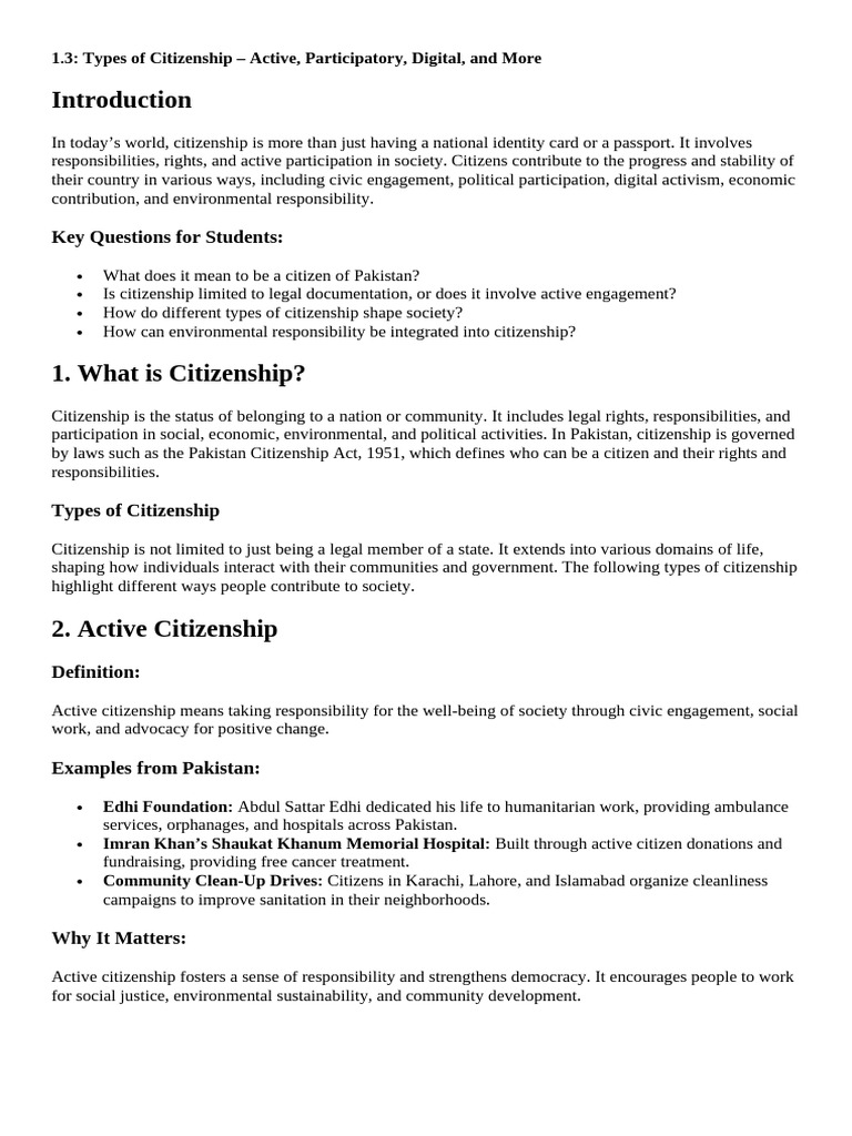 1.3types of Citizenship - Active, Participatory, Digital, and More ...