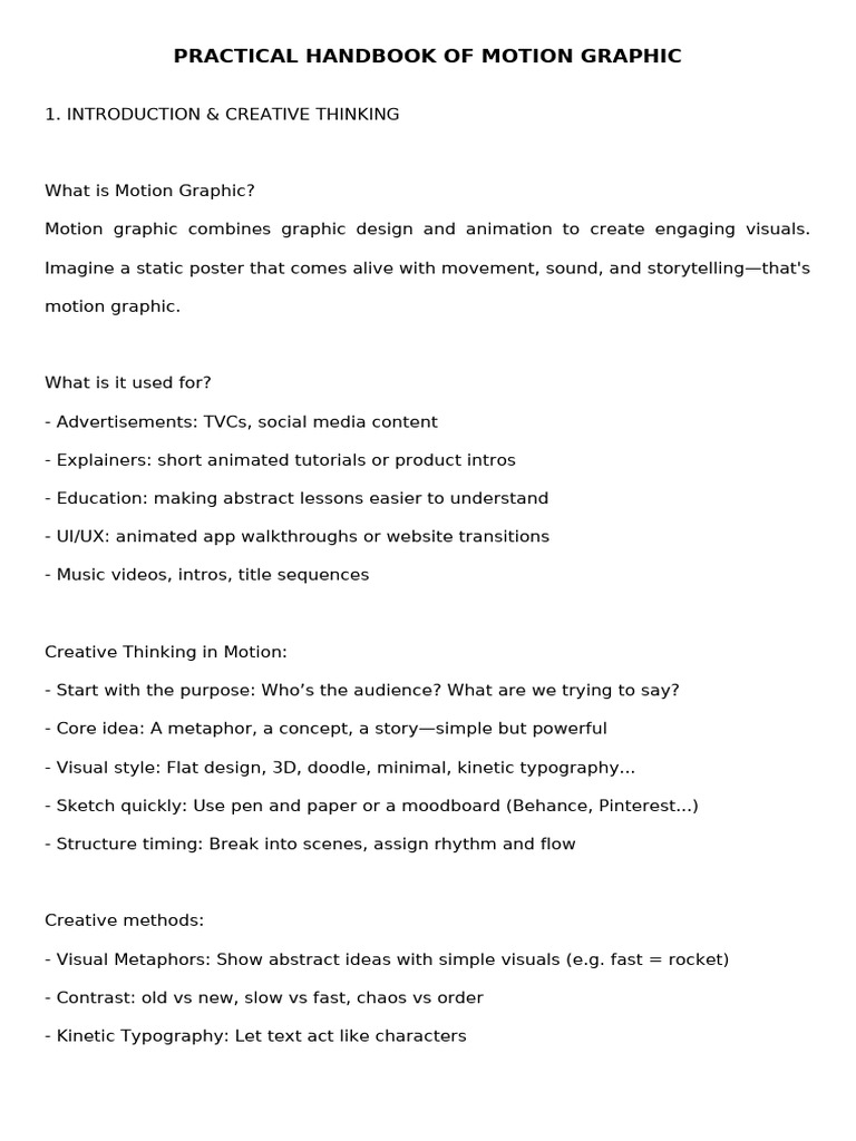 Motion Graphic Practical Handbook | PDF | Animation | 3 D Computer Graphics