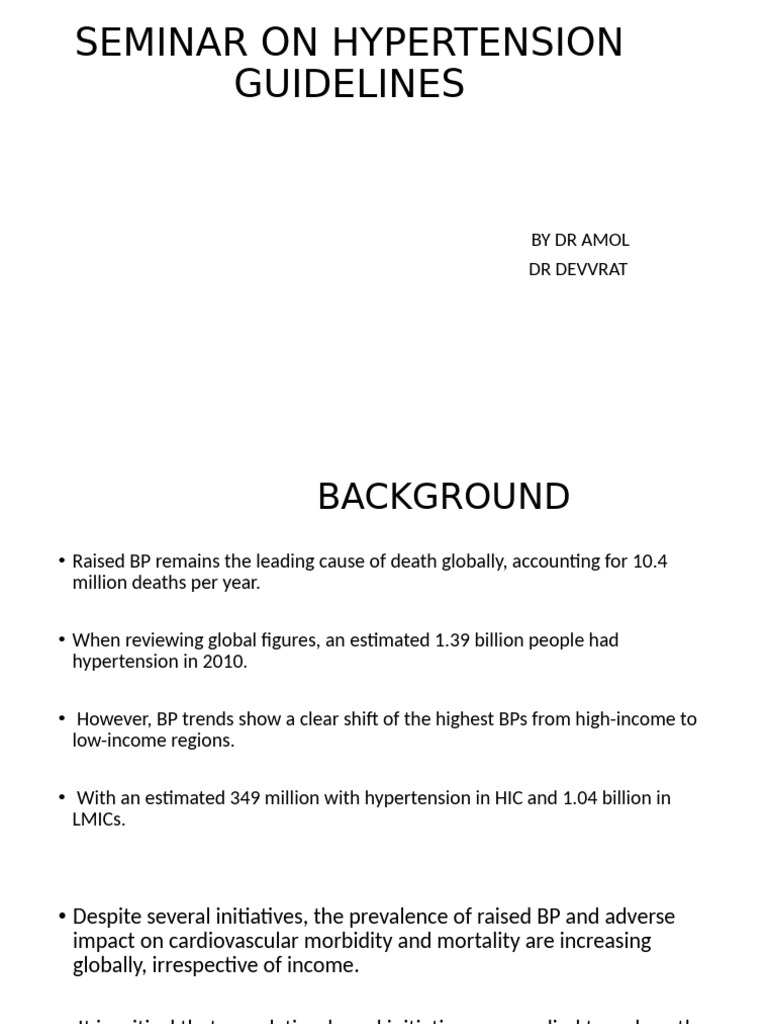 Seminar on Hypertension Guidelines | PDF | Hypertension | Blood Pressure
