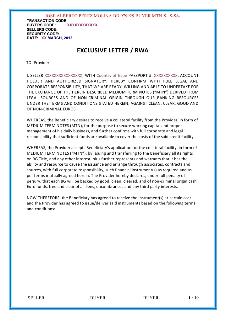 MTN Transaction Agreement Overview | PDF | Euro | Financial Transaction
