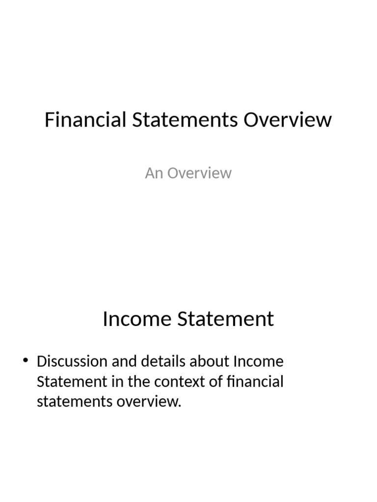 Financial Statements Overview | PDF