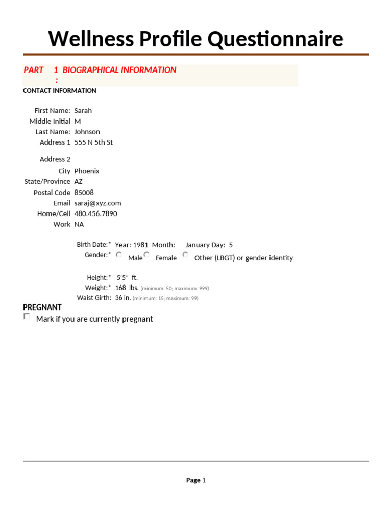 Health Risk & Wellness Profile Assessment | PDF | Whole Grain | Hamburgers