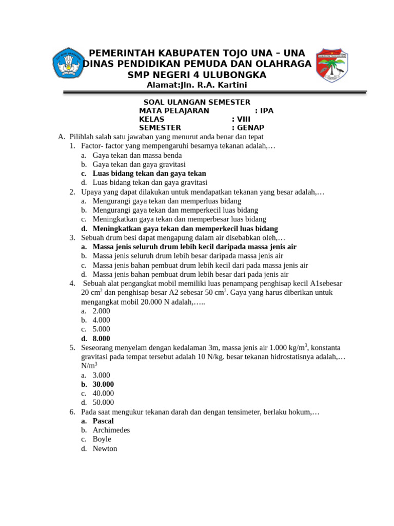 Soal Ipa Kelas Viii | PDF