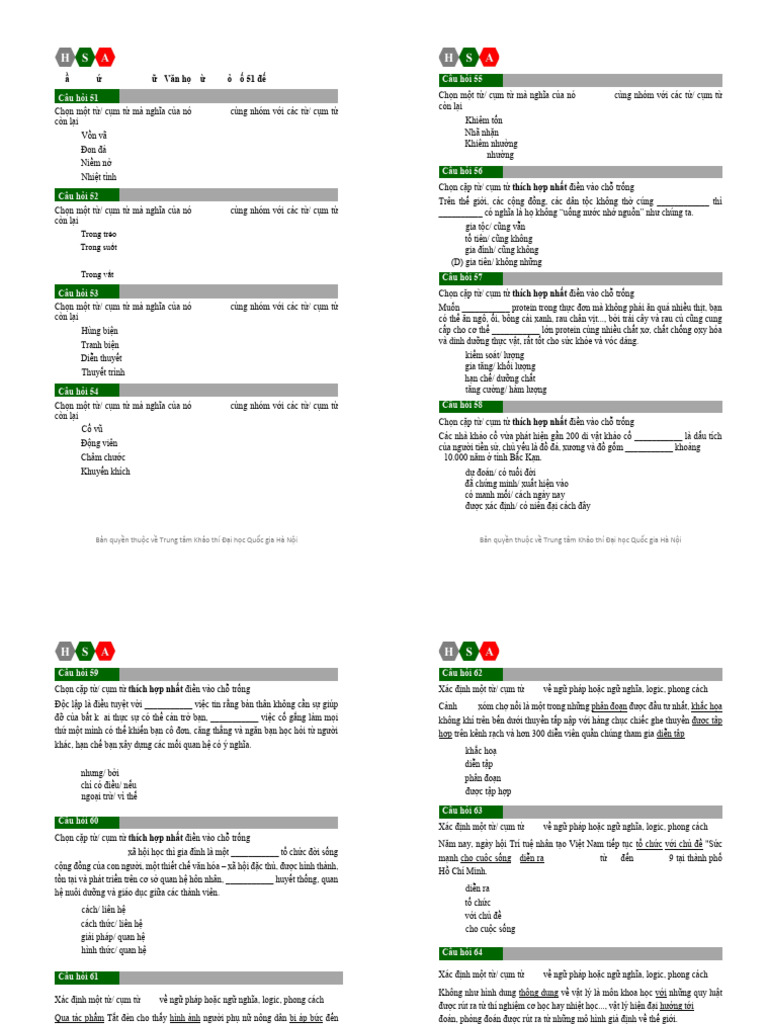 B01-PT01.HSA.2K8.Tư duy định tính (Thầy Linh) - Đề minh họa | PDF