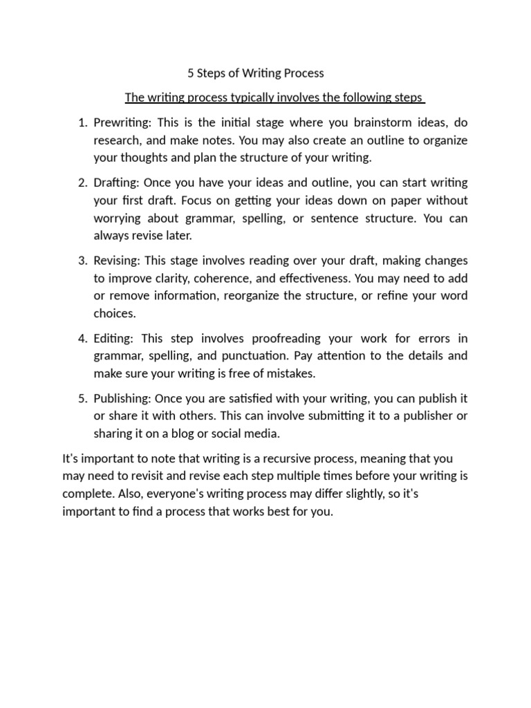 10.2 - Handout 2 - 5 Steps of Writing Process | PDF
