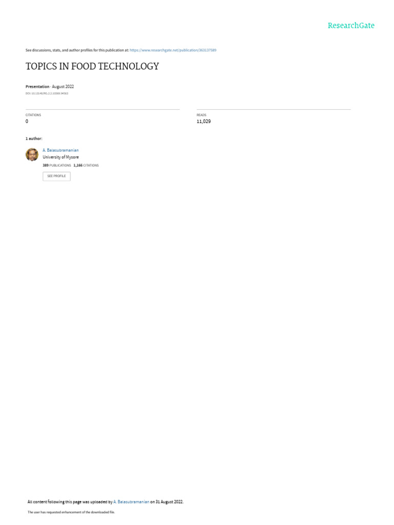 Topics in Food Technology | PDF | Food Preservation | Fermentation In ...