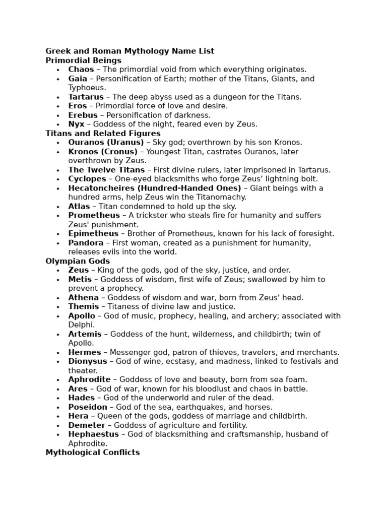 Greek and Roman Mythology Name List | PDF | Zeus | Twelve Olympians