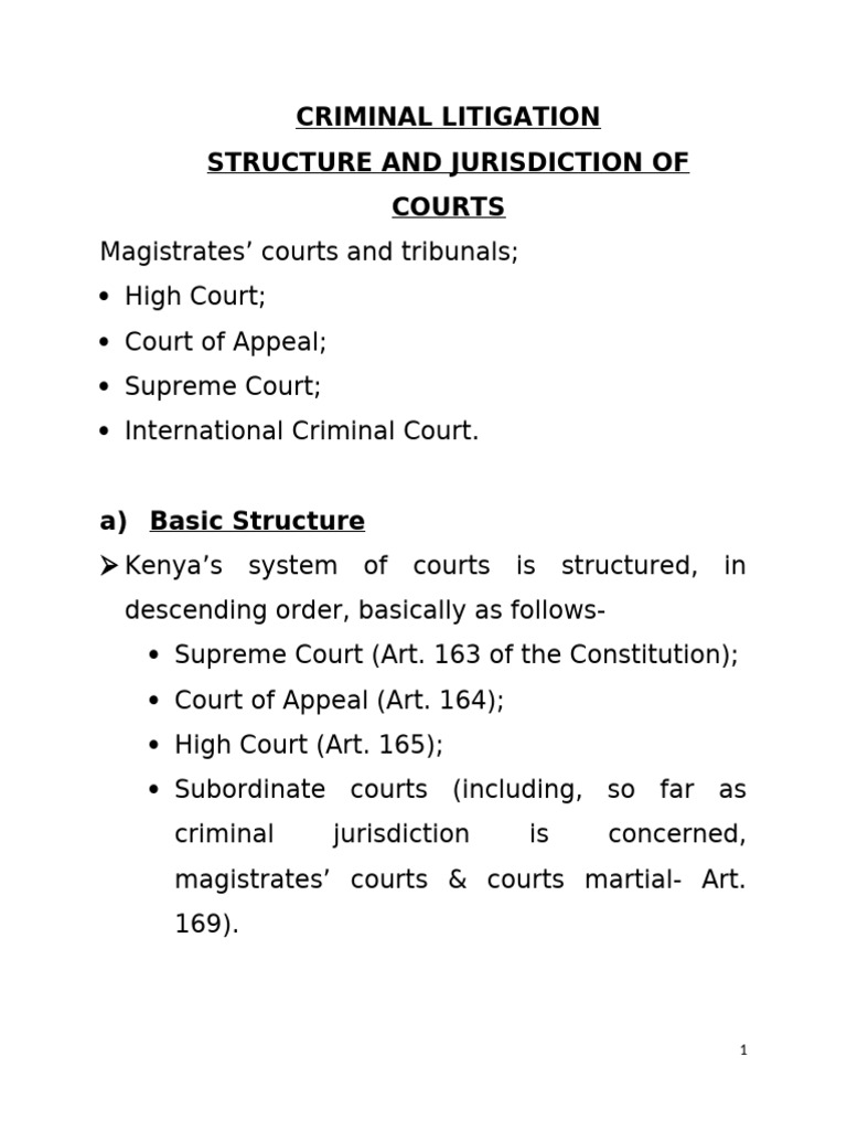 Kenya Criminal Court Structure Overview | PDF | International Criminal ...
