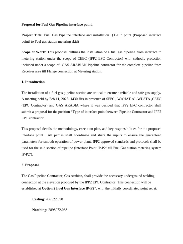 Fuel Gas Pipeline Interface Proposal | PDF