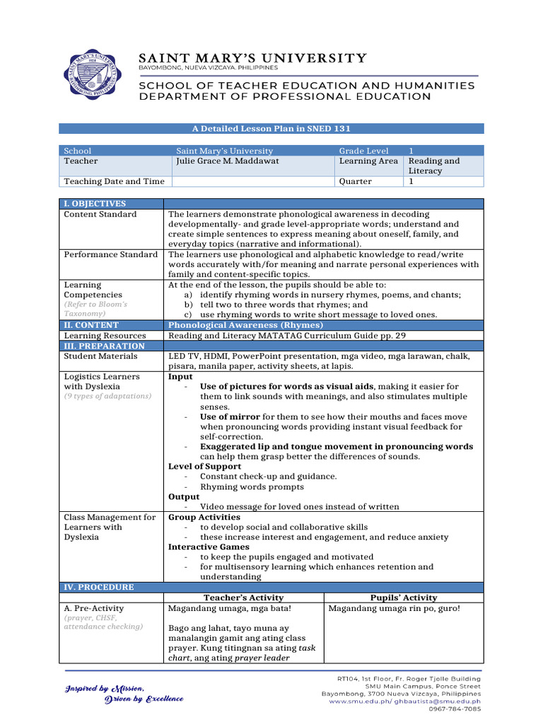 A Detailed Lesson Plan in SNED 131 | PDF