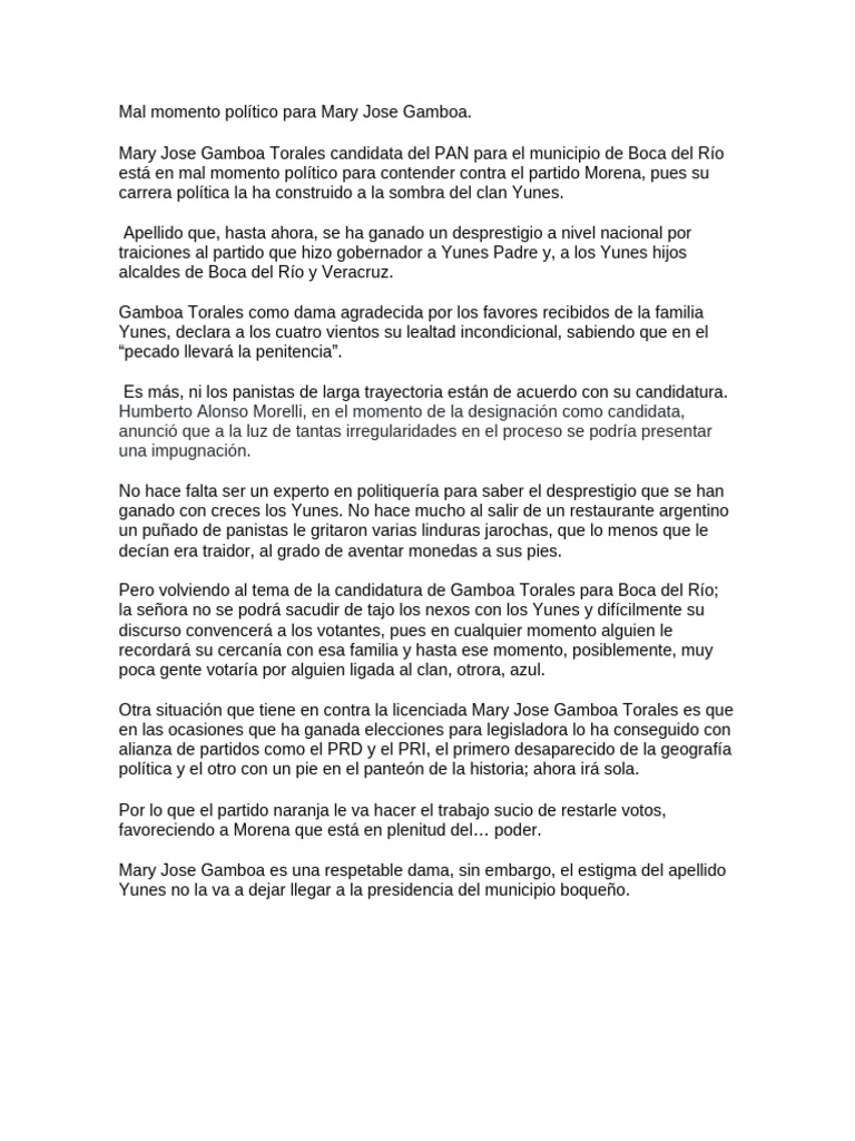 Mary José Gamboa Torales Candidata Del PAN A La Presidencia Está en Mal ...