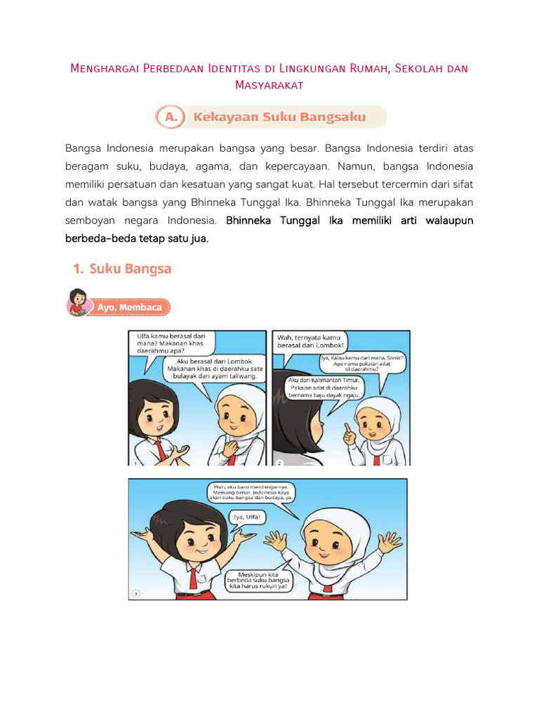 Bahan Ajar Pendidikan Pancasila Menghargai Perbedaan Identitas Kelas 3 | PDF