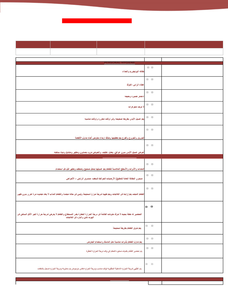 Kitchen Operation Checklist... المعدلة | PDF