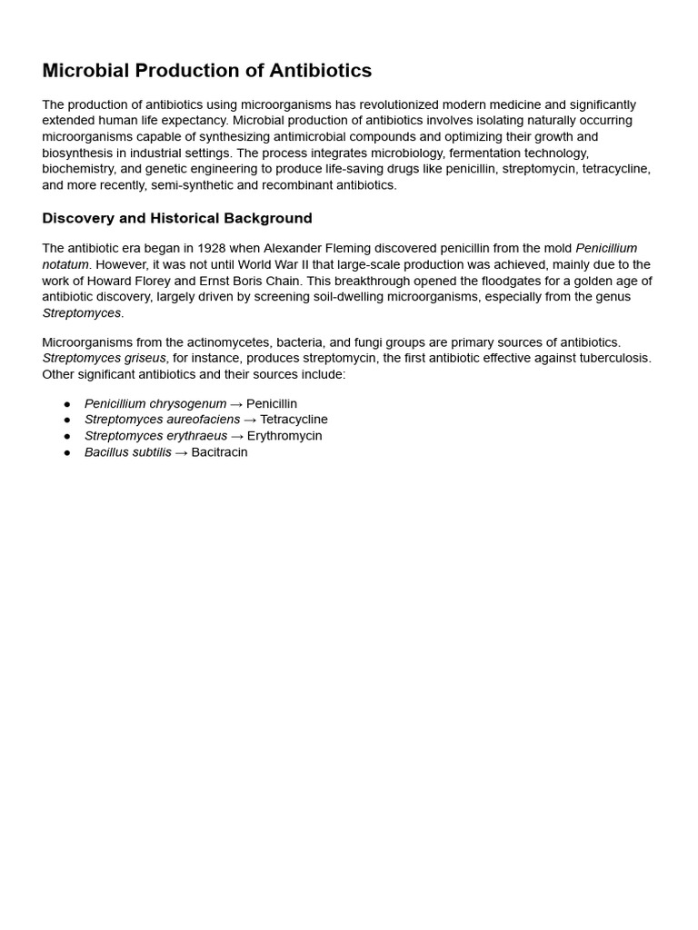 Microbial Antibiotic Production Overview | PDF