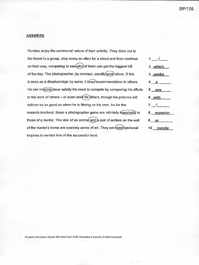 Sec 2 Express English SA1 Ans | PDF