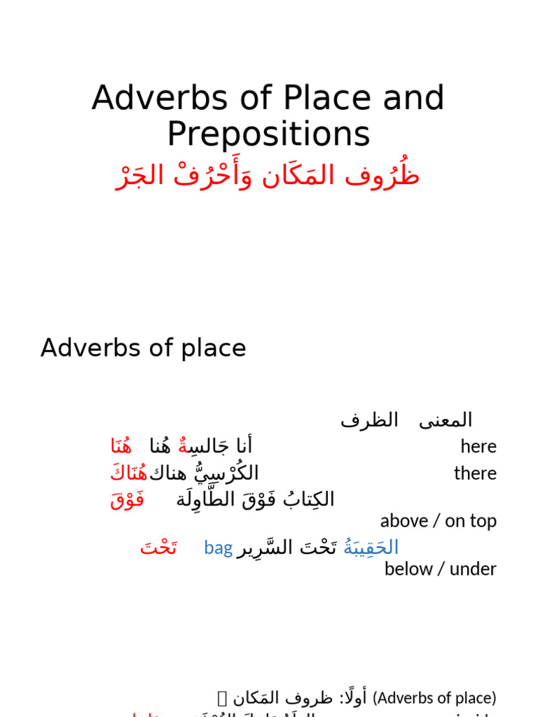 Adverbs of Place and Prepositions MS | PDF