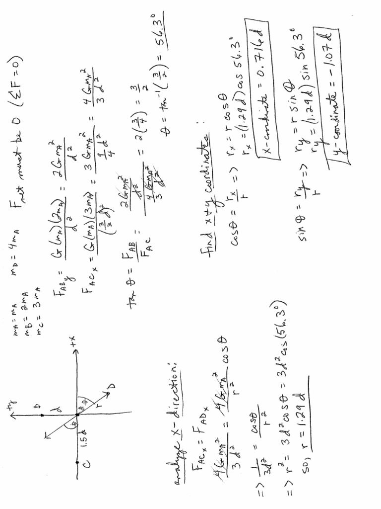 Gravitation Problem (Two Dimensions - Zero Net Force) | PDF