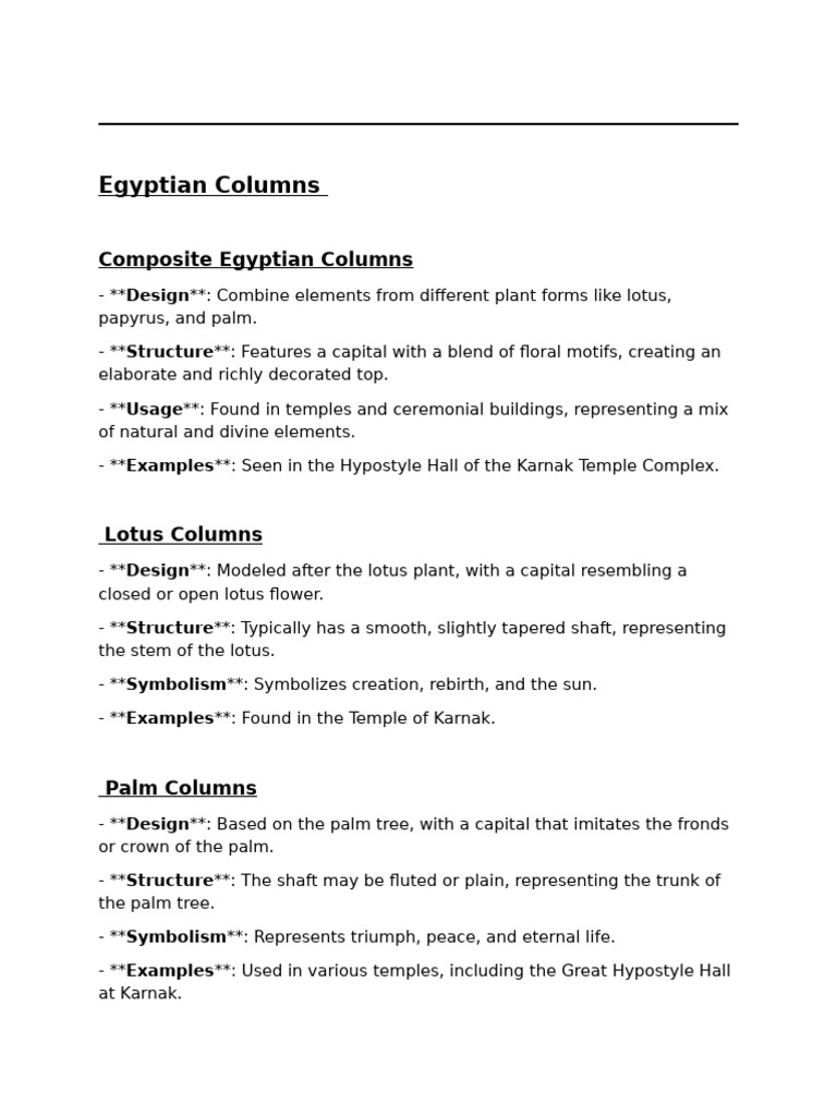 Egyptian vs. Greek Column Designs | PDF | Column | Architectural Design