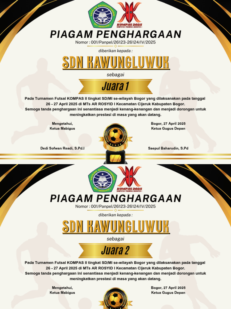 PIAGAM penghargaan futsal (1) | PDF