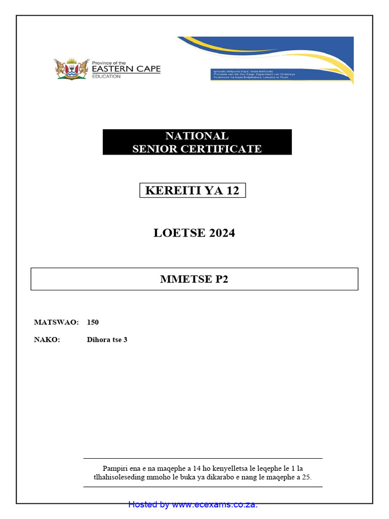 National Senior Certificate Maths P2 2024 | PDF | Regression Analysis ...